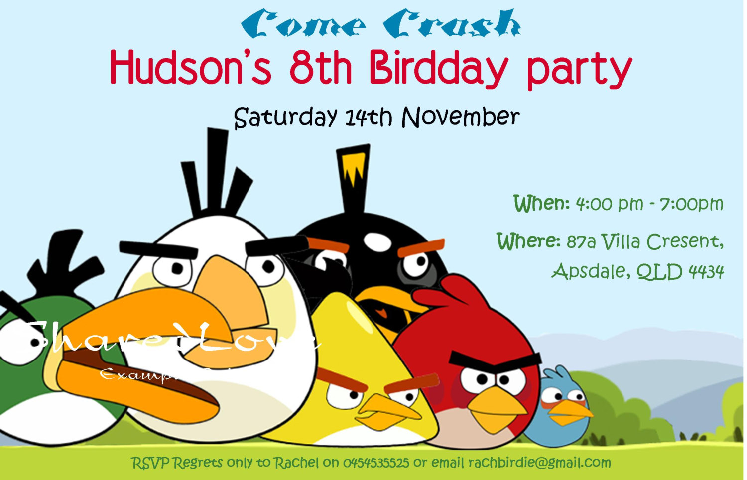 Angry Bird Party Printable Invitation